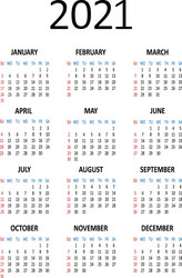 Calendar 2020 2021 week starts from monday Vector Image
