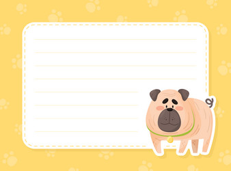 Cartoon beagle dog character note or reminder card
