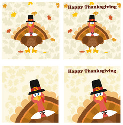 Cute turkey bird cartoon character waving Vector Image