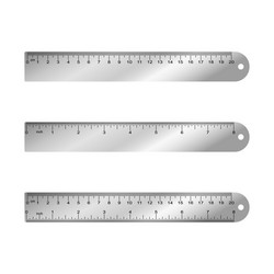 Realistic various brushed metal rulers Royalty Free Vector