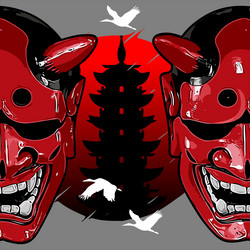 Japanese oni kabuki mask template Royalty Free Vector Image