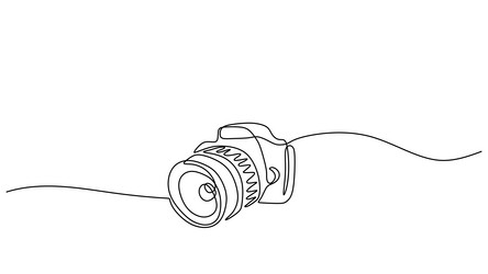 Dslr camera continuous one line drawing editable Vector Image