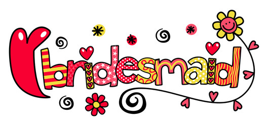 Hand drawn pink doodle wedding text Royalty Free Vector