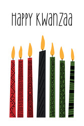 Happy kwanzaa greeting card with kinara and seven Vector Image