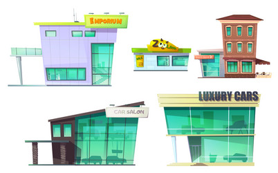 Urban retro building cartoon set Royalty Free Vector Image