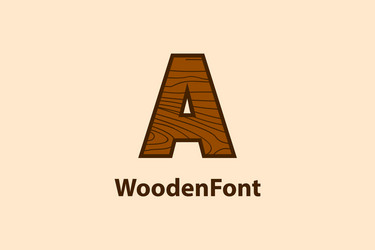 Wooden letter r font logo Royalty Free Vector Image