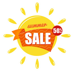 Yellow sun with text summer sale elements Vector Image