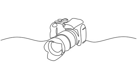 Dslr camera continuous one line drawing editable Vector Image