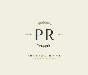 Pr initial letter handwriting and signature logo Vector Image