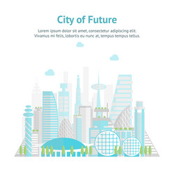 Cartoon future city on a landscape background card