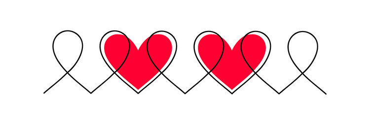 Three hearts in a line Royalty Free Vector Image