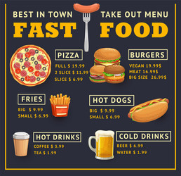 Fast food templates for restaurant menu Royalty Free Vector