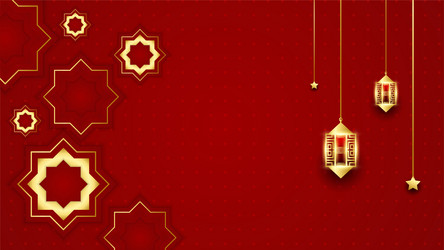 Golden lantern arabic red gold islamic design Vector Image