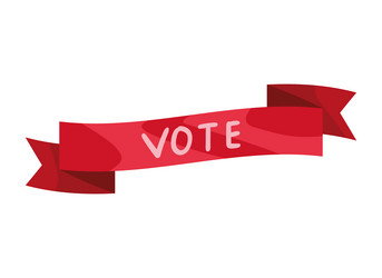 Vote here in ribbon Royalty Free Vector Image - VectorStock
