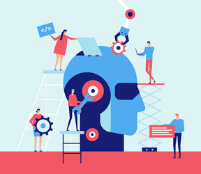 Artificial intelligence flat collage composition Vector Image