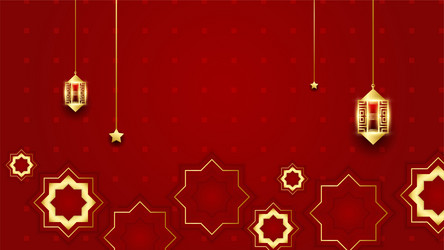 Golden lantern arabic red gold islamic design Vector Image