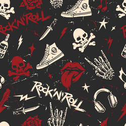 Grunge seamless pattern with skulls Royalty Free Vector