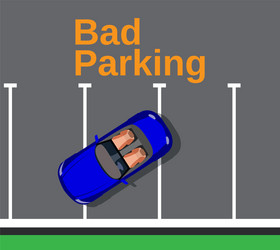 Bad improper parking of car in parking Royalty Free Vector