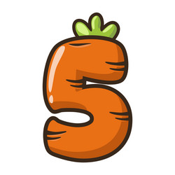 Funny carrot number 3 figure three cartoon Vector Image