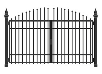 Realistic steel gate isolated on white background Vector Image