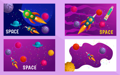 Set space banners cover design sky planets Vector Image