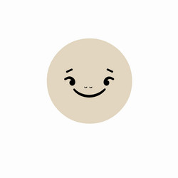 Cream color emoji face icon on white background Vector Image