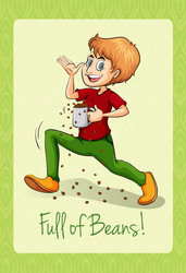 Idiom spill the beans Royalty Free Vector Image