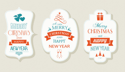 Red ribbon scroll banner year labels Royalty Free Vector