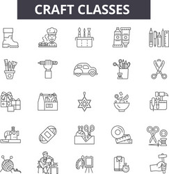 Craft classes line icons signs set Royalty Free Vector Image