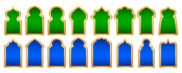 Ramadan frame shapes set door and windows Vector Image