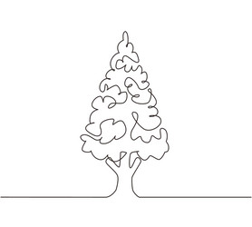 Single continuous line drawing spruces trees Vector Image