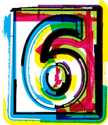 Grunge font number 6 Royalty Free Vector Image