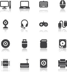 Computer parts and accessories icons Royalty Free Vector