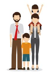 Happy family with children standing together Vector Image
