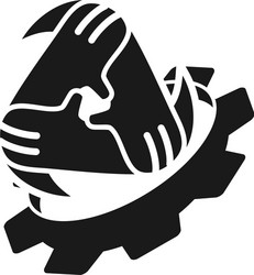 Triangle hand commitment teamwork together black Vector Image