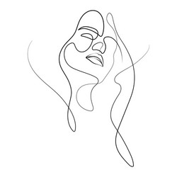 Beautiful female face line art drawing Royalty Free Vector
