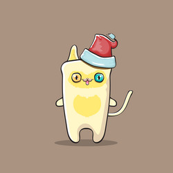 Cartoon yellow santa claus cat character Vector Image