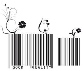 Barcode with flowers sketch Royalty Free Vector Image
