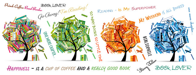 Books library on tree branches for your design Vector Image