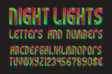 Spectrum colored letters and numbers Royalty Free Vector