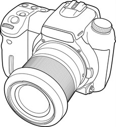 Sketch of a photo camera drawn by hand Royalty Free Vector