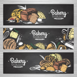 Bakery fresh bread sketch banners Royalty Free Vector Image