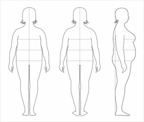 Fat woman figure front back side Royalty Free Vector Image