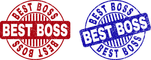 Grunge best boss ever scratched round stamps Vector Image