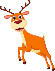 Happy deer cartoon running Royalty Free Vector Image