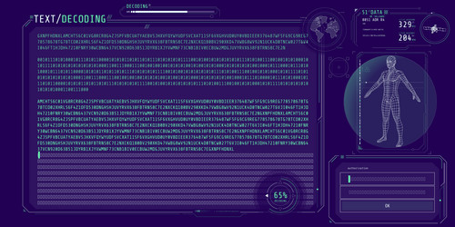 Futuristic interface of satellite data decoding Vector Image
