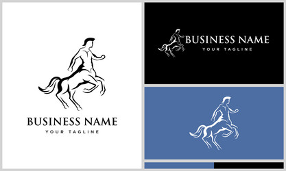 Silhouette centaur run logo template Royalty Free Vector