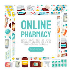 Drug and medicine banner design with pill Vector Image