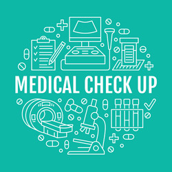 Medical check up poster template flat line Vector Image