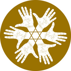 Six victory hands abstract symbol with hexagonal Vector Image